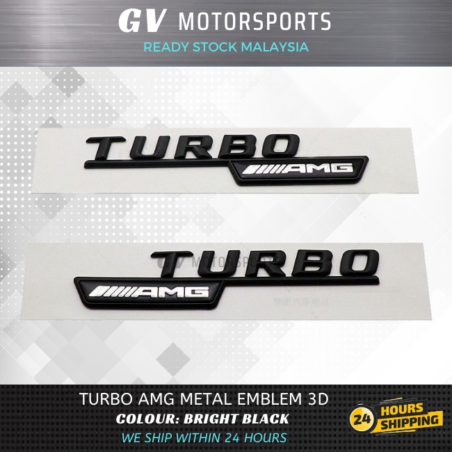 READY STOCK Mercedes Benz AMG TURBO 2 Pieces 3D Letter Logo ABS Car ...