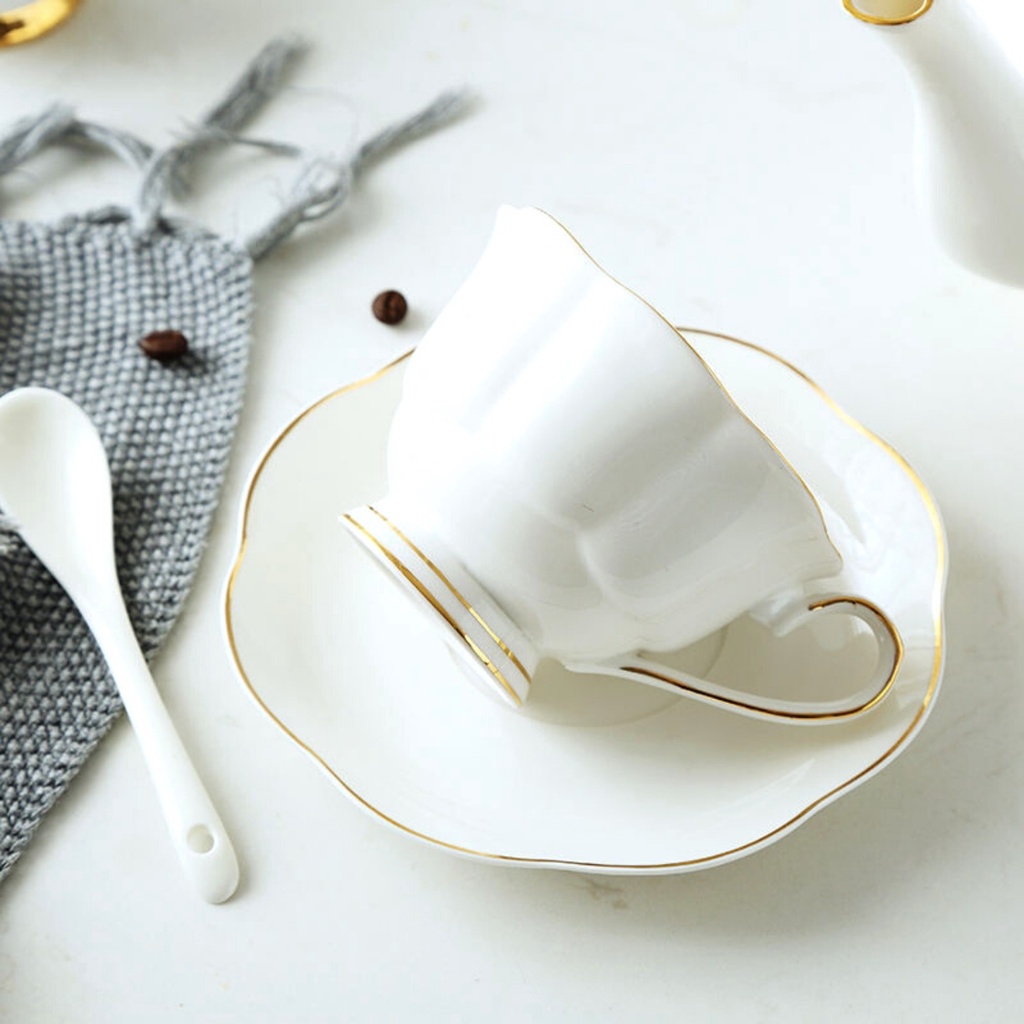 Porcelain English Tea Cup Set European White Tea Cup Saucer Set Tea Set ...