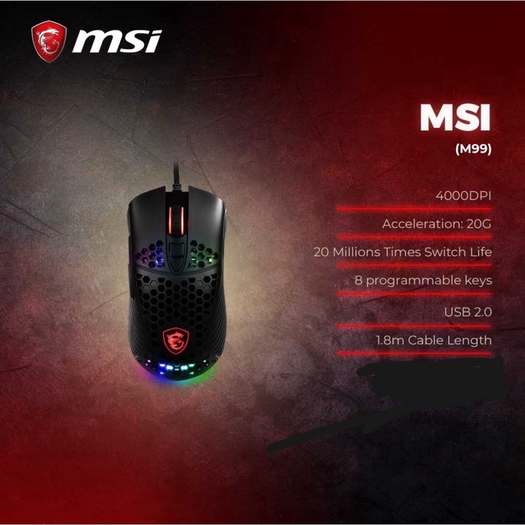 MSI M99 RGB GAMING MOUSE - 1 MONTH WARRANTY | Shopee Malaysia