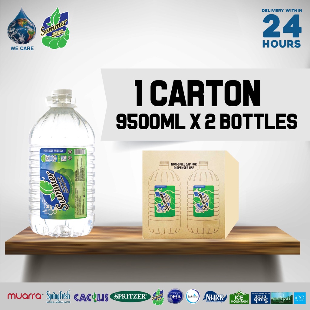 SUMMER Drinking Water (9500ml x 2 Bottles x 1 Carton) | Shopee Malaysia
