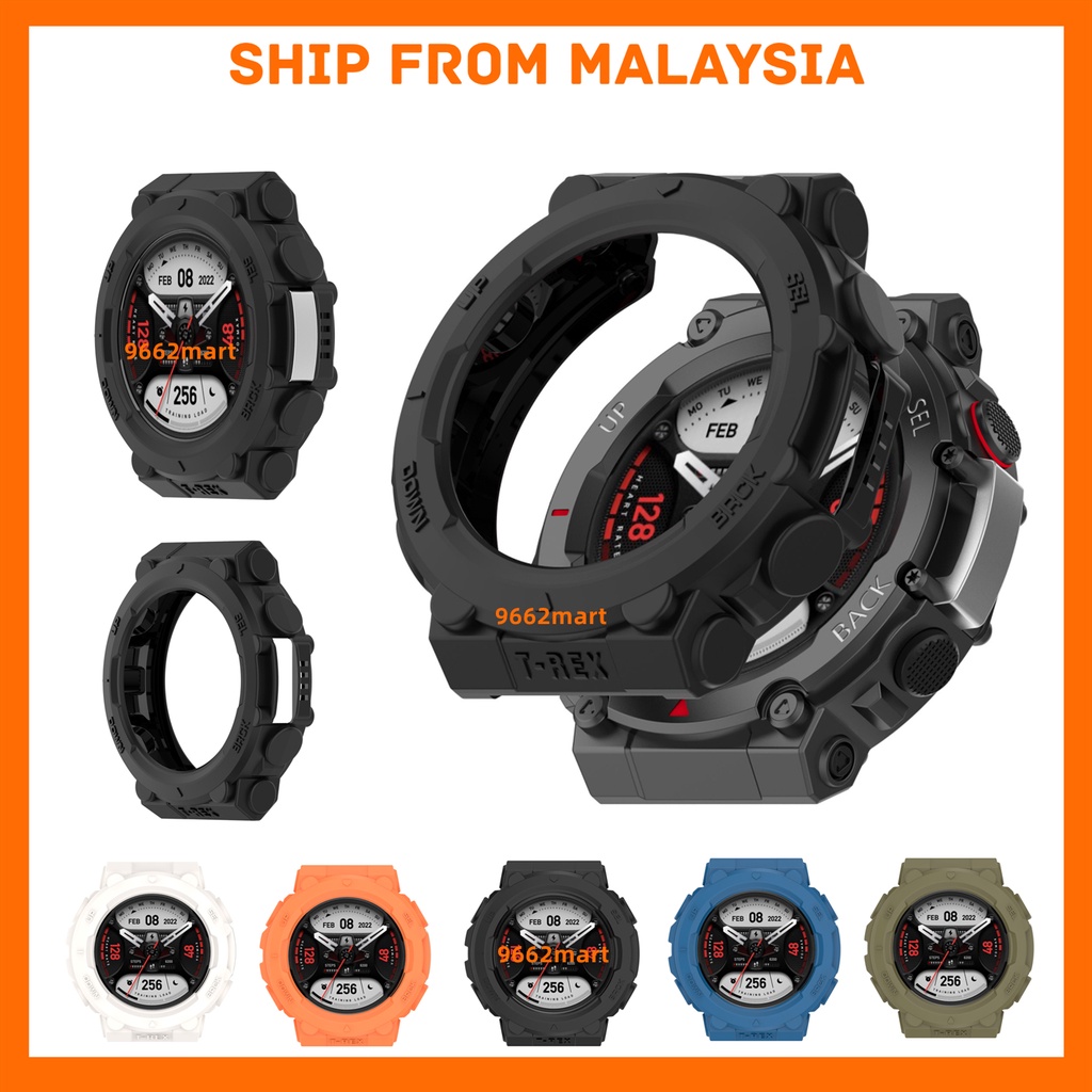 Amazfit T Rex 2 Case Cover Screen Protector Soft TPU Hard PC Bezel ...