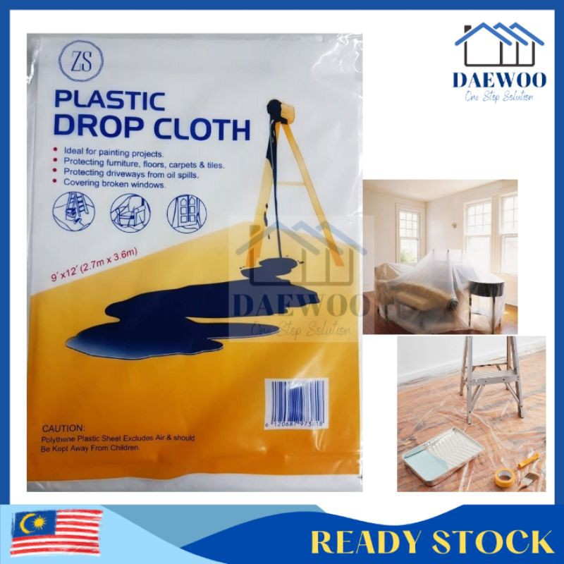 Multipurpose Dust Sheet Cover Protection Plastic Clear drop cloth 9 x ...