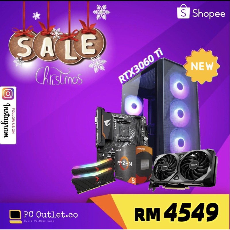 PC OUTLET RYZEN 5 3060Ti GAMING PC | Shopee Malaysia
