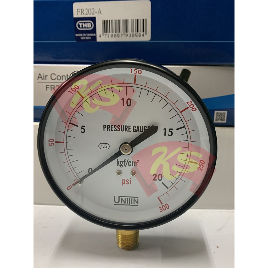General Purpose Pressure Gauge 100mm x 300psi x3/8 Metal Casing ...