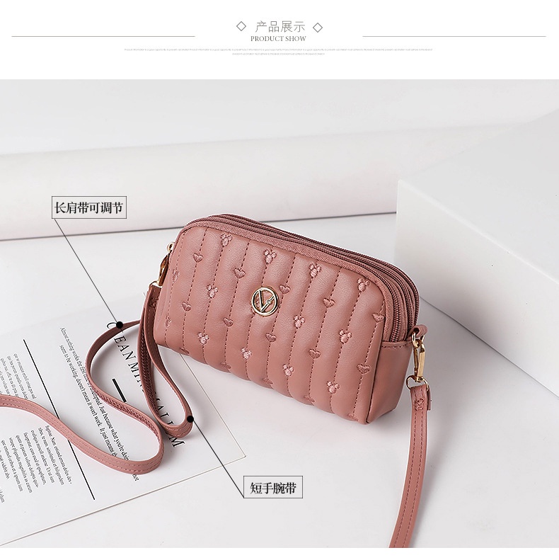 Fashion Ladies Shoulder Bags Three-layer Zipper Sling Bag for Women ...