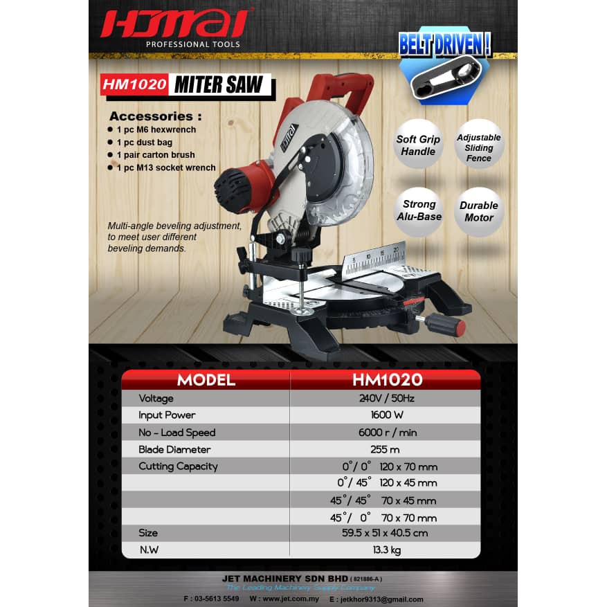 HOMAI BELT DRIVEN MITER SAW 10" (HM1020) | Shopee Malaysia