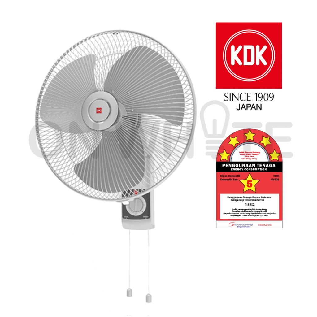 KDK (40cm/16") METAL BLADE WALL FAN | KV408 / KC4GR REMOTE TYPE ...