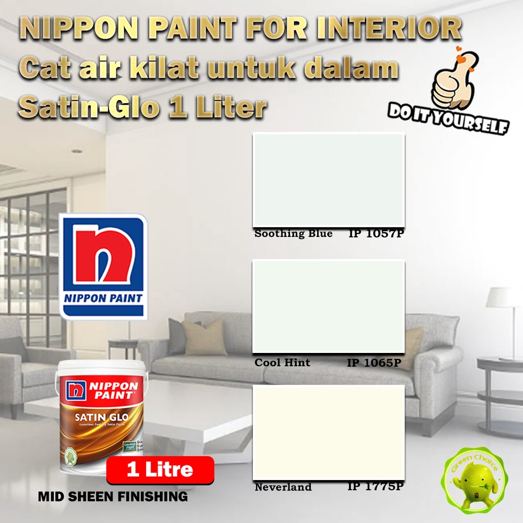 Nippon Paint Paint for Interior Satin-Glo 1 Litre Soothing Blue 1057P ...