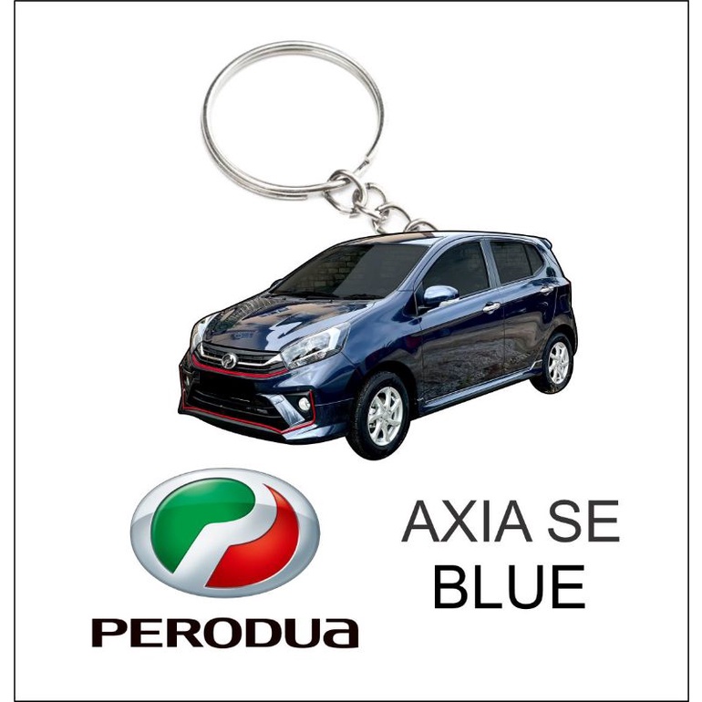 perodua axia SE blue keychain 2d axis biru | Shopee Malaysia