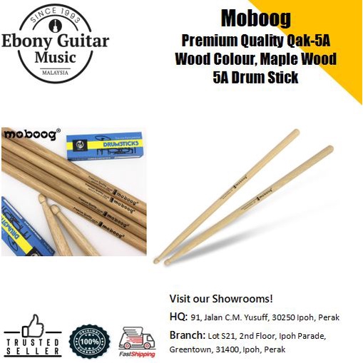Moboog Premium Quality Qak-5A Wood Colour, Maple Wood 5A Drum Sticks ...