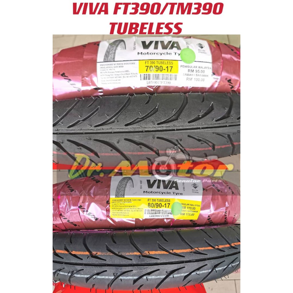 Viva TYRE 17 Tubeless FT390 70/90-17 80/90-17 (Cutting TT9) TIUBLESS ...