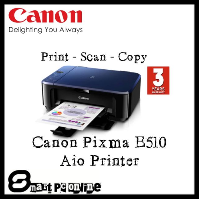 Canon PIXMA E510 3 in 1 Inkjet Printer ( Print ,Scan,Copy) | Shopee ...