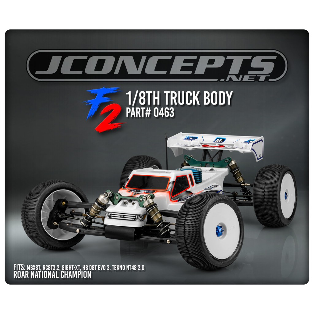 J CONCEPT F2 - 8TH SCALE TRUCK TRUGGY BODY (CLEAR) FITS Mugen, Team ...