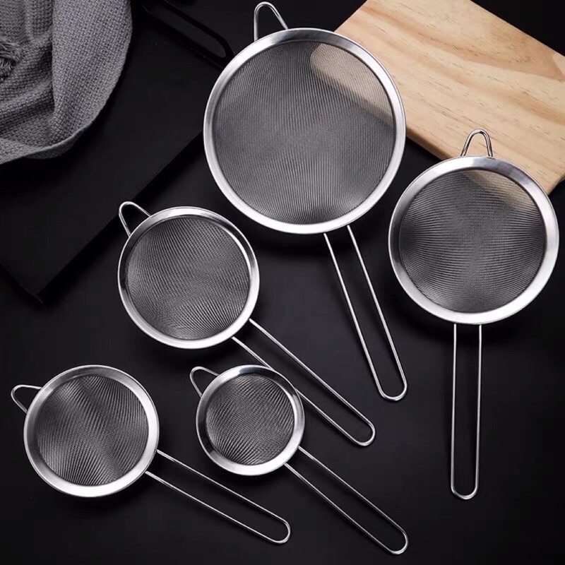 STAINLESS STEEL FINE MESH DEEP OIL STRAINER / FLOUR SIEVE / SKIMMER ...