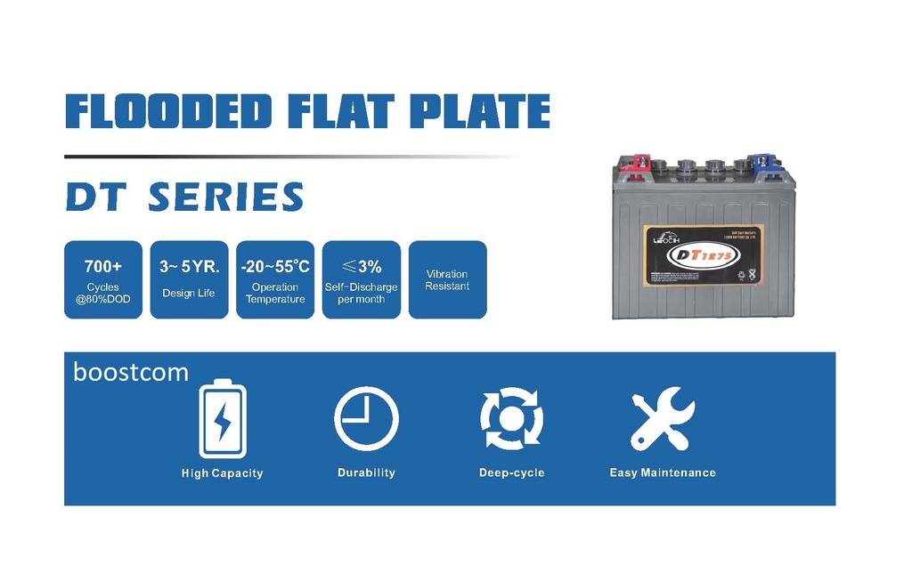 LEOCH BATTERY DEEP CYCLE 12V 170 Ah 170Ah DT Series Flooded Flat Plate Suitable for Electric ...