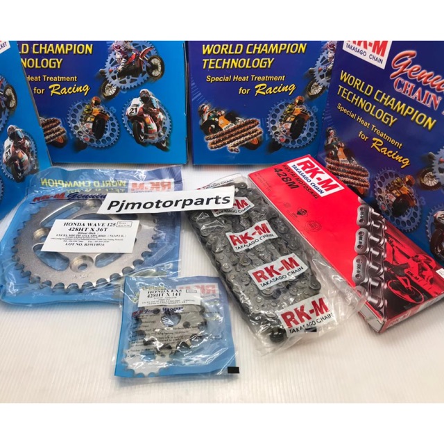 Wave Dash/Wave 110/Alpha/Wave 125/Future/Wave 100R (Sprocket 428 Set RKM Spoket & Chain-1 Set ...