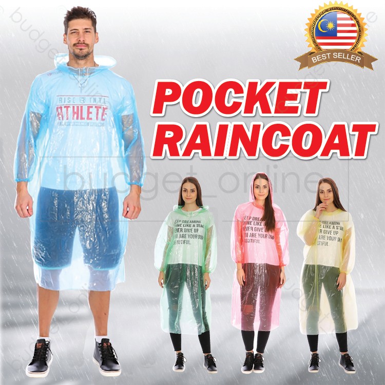 UNISEX Pocket Raincoat Rainwear Reusable Adult Waterproof ONE SIZE/Baju ...