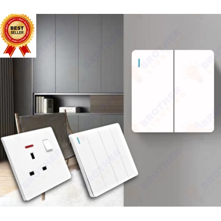 WHITE Glossy Switch Socket Ultra Rimless Socket and Wall Switch Slim ...