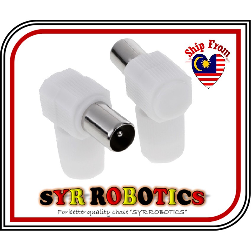 Male/Female Right Angle RF Coaxial TV Aerial Connector Plug 90 Degree ...