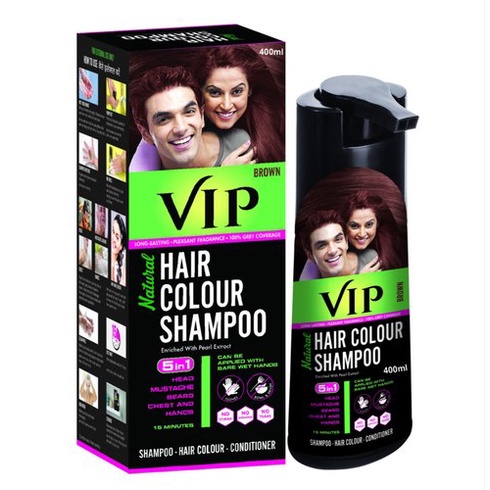 VIP Natural Hair Colour Shampoo 180ml - 5 in 1 Black, Brown (20ml ...