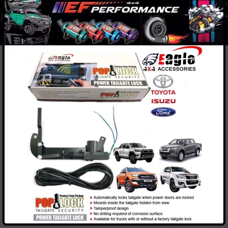 EAGLE 4X4 POWER TAIL GATE LOCK POP HILUX NAVARA DMAX RANGER BT50 ...