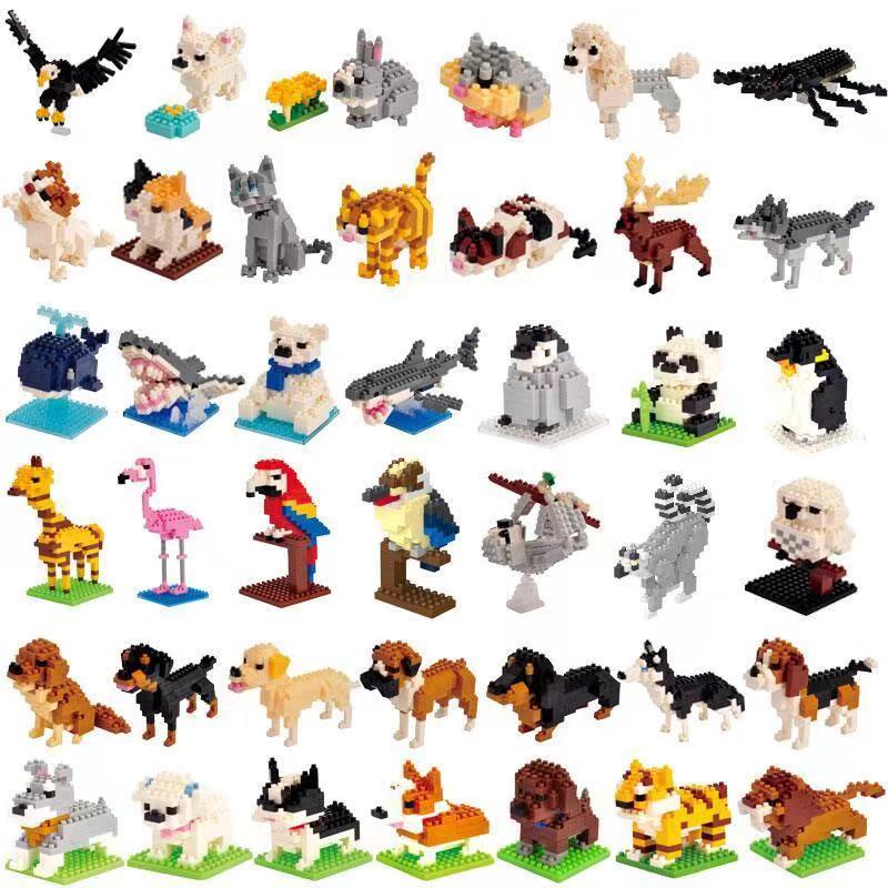 Animal Series Mini Pet Cat Dog Whale Building Blocks Panda DIY nano ...