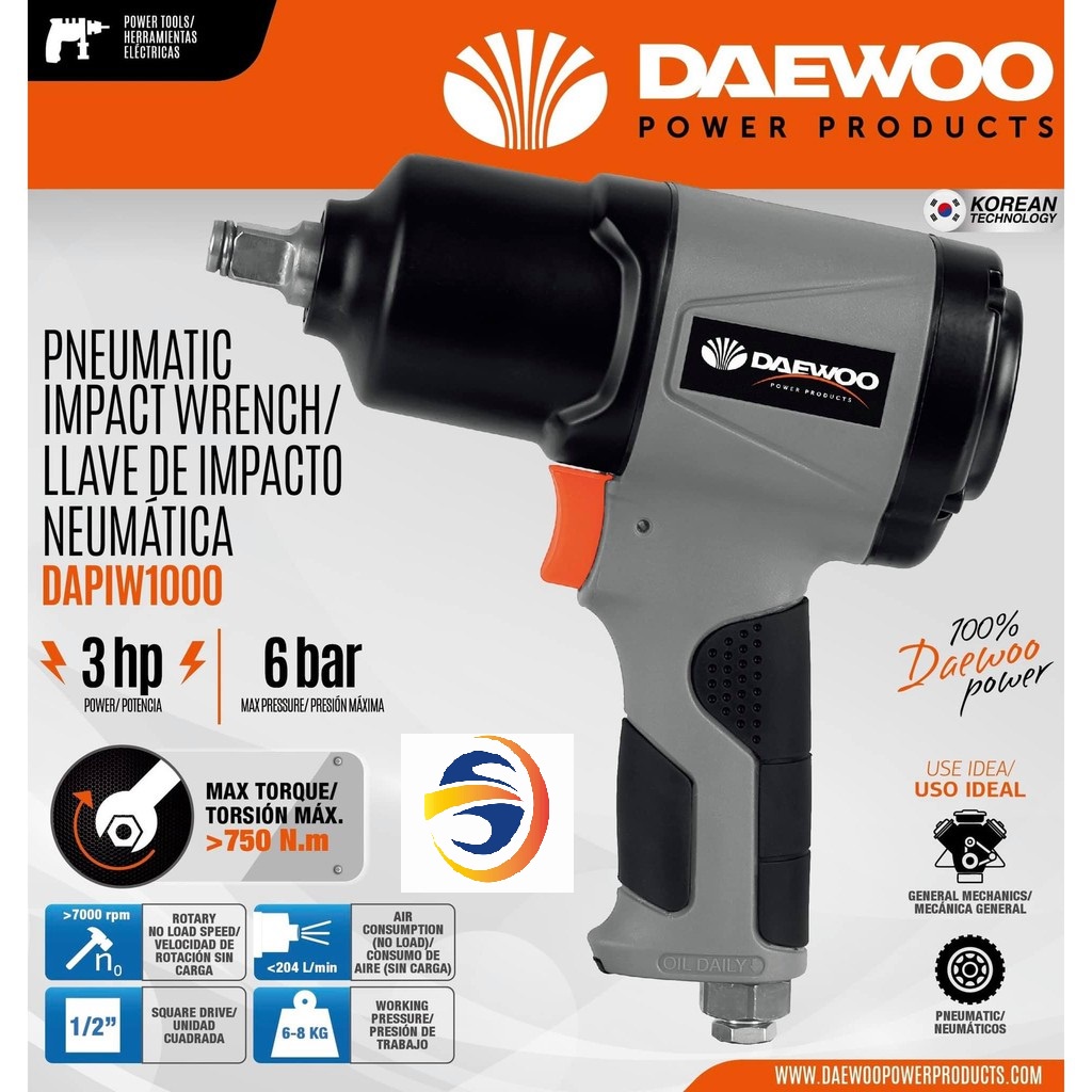 DAEWOO 1/2" AIR IMPACT WRENCH - DAPIW1000 (750N.m) | Shopee Malaysia