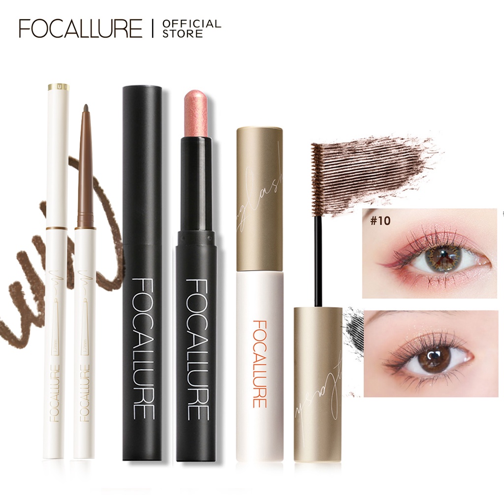 Focallure 3PCS Eye Makeup Set Eyeshadow Stick 12 Waterproof Eyeliner ...