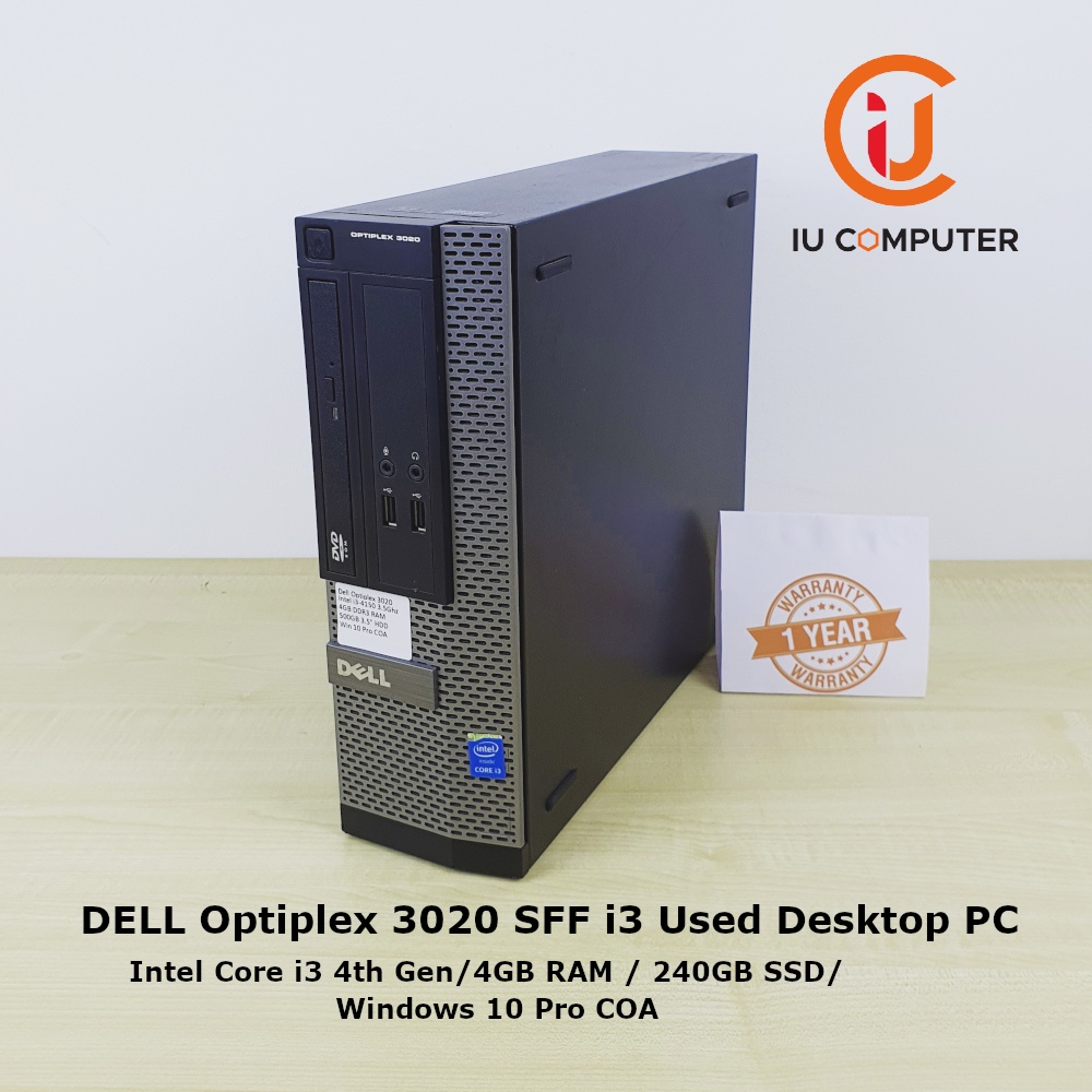 Dell Optiplex 3020 SFF Intel Core I3 4th 4GB RAM 240GB SSD Used Desktop ...