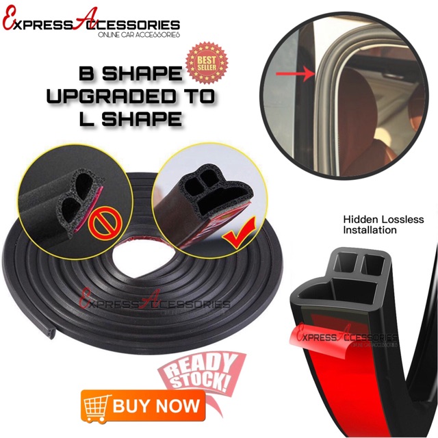 16meters L Shape Strip Auto Rubber Seal Strips Noise Insulation Sound ...