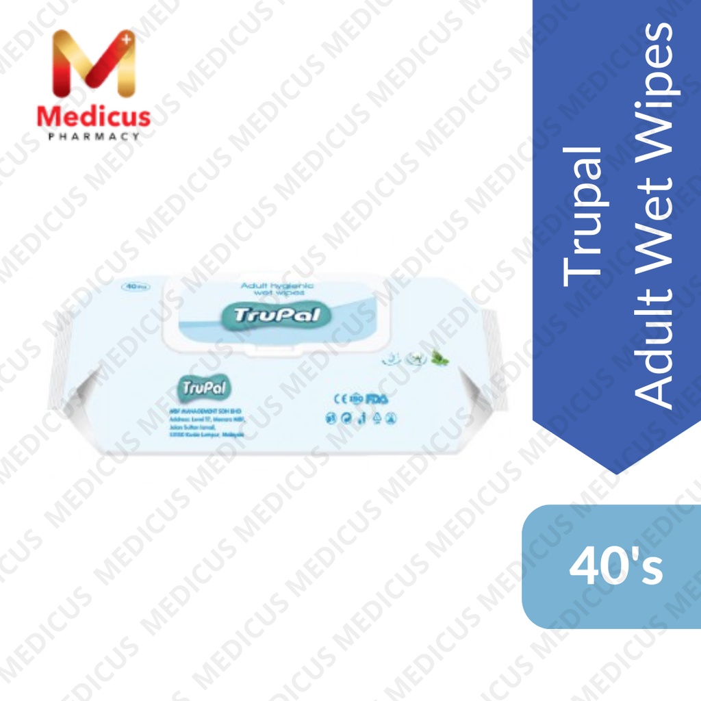 Trupal Adult Wet Wipes with Aloe Vera 40's (Exp: 12/2026) | Shopee Malaysia