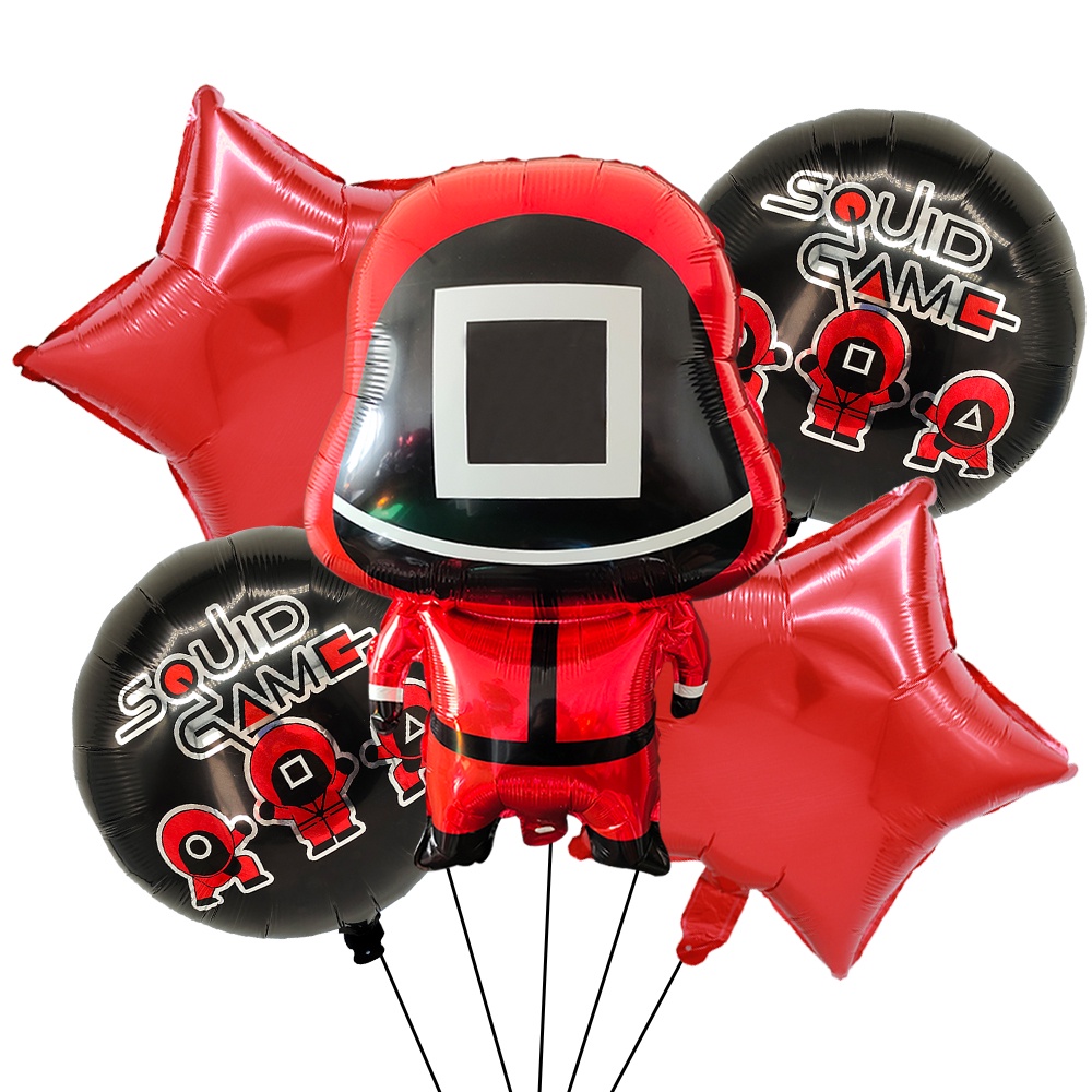 5pcs/set Squid Game Balloon Happy Birthday Set New TV Show Squid Game ...