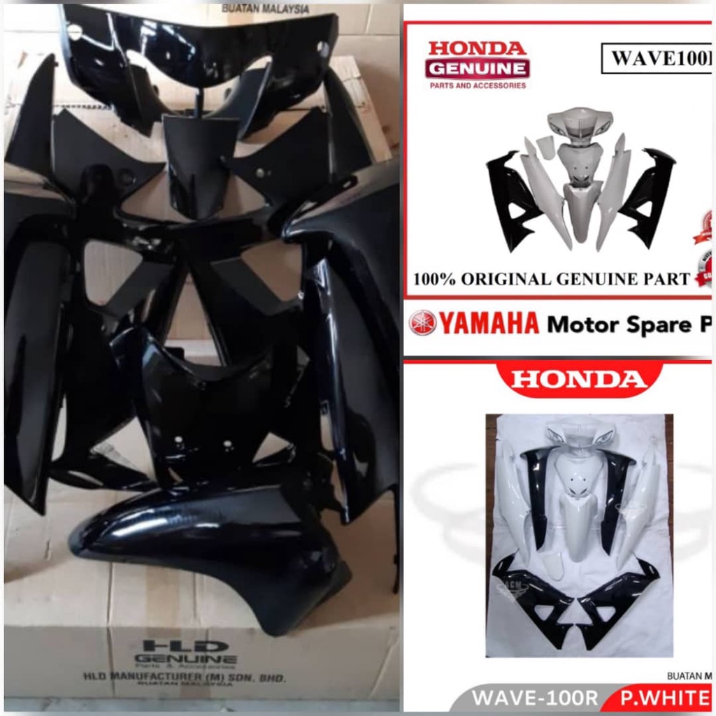 COVER SET HONDA WAVE 100R (NO DISC) BLACK & PEARL WHITE + BLACK ...
