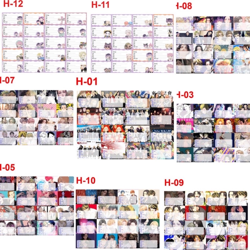 Rindou haitani Tokyo revengers notebook labels 16-200 different couple ...