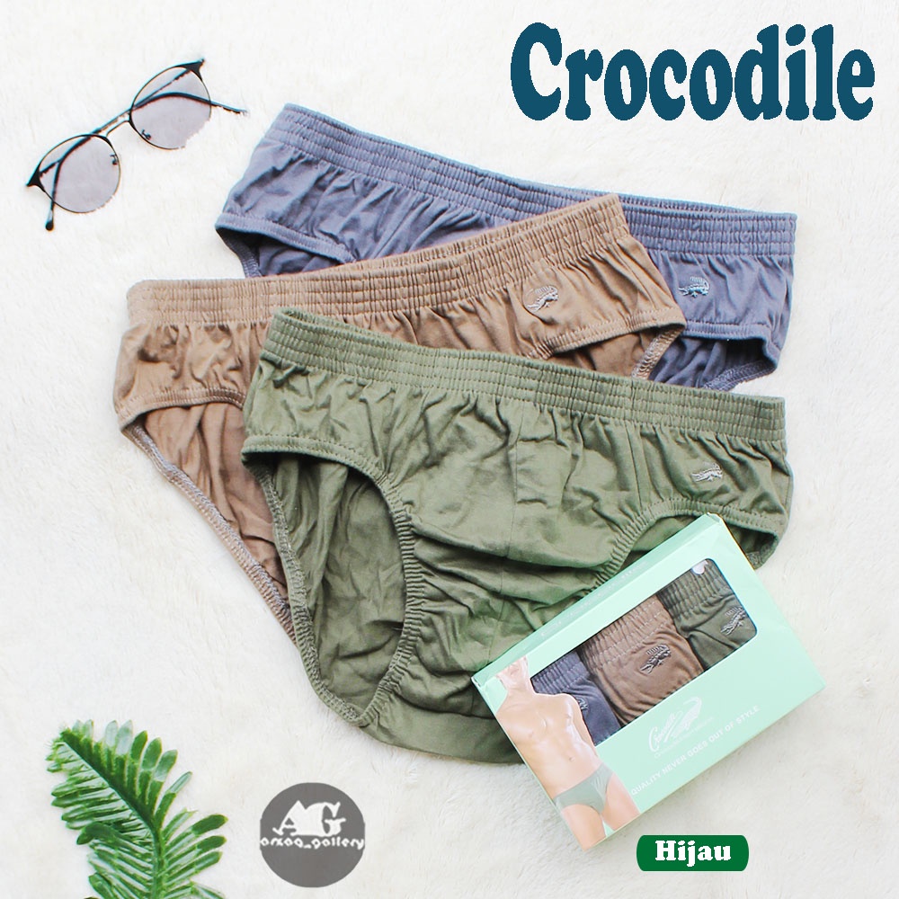 HIJAU (3pc) Green Crocodile CD | Briefs | Crocodile Panties | Men's CD ...