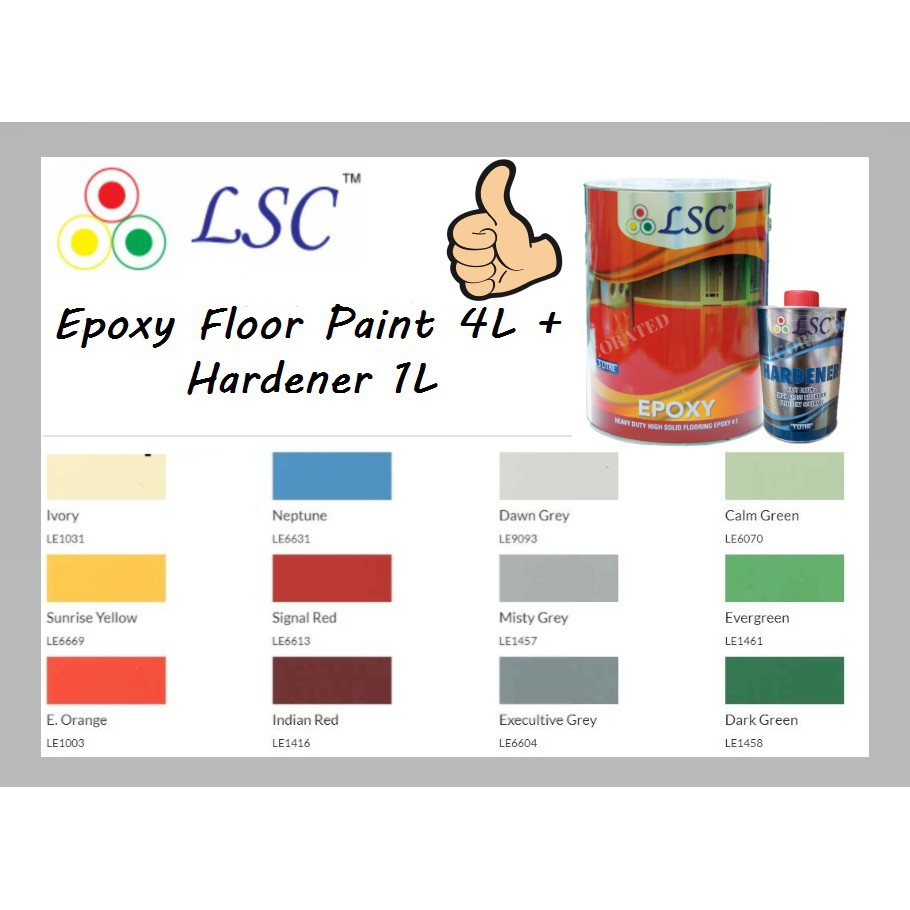 5 Liter LSC HEAVY DUTY Two Pack Epoxy Floor Paint - 4 Liter + 1 Liter ...