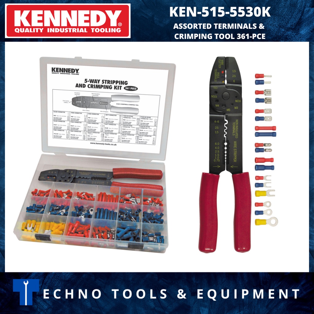 KENNEDY KEN5155530K ASSORTED TERMINALS & CRIMPING TOOL 361-PCE KEN-515 ...