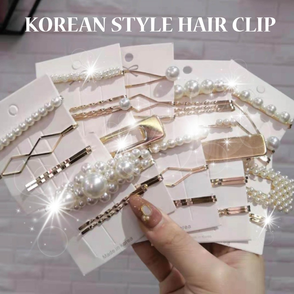 2/3PCS set Klip Rambut Korean Metal Pearl Hair Clip Barrette Stick ...