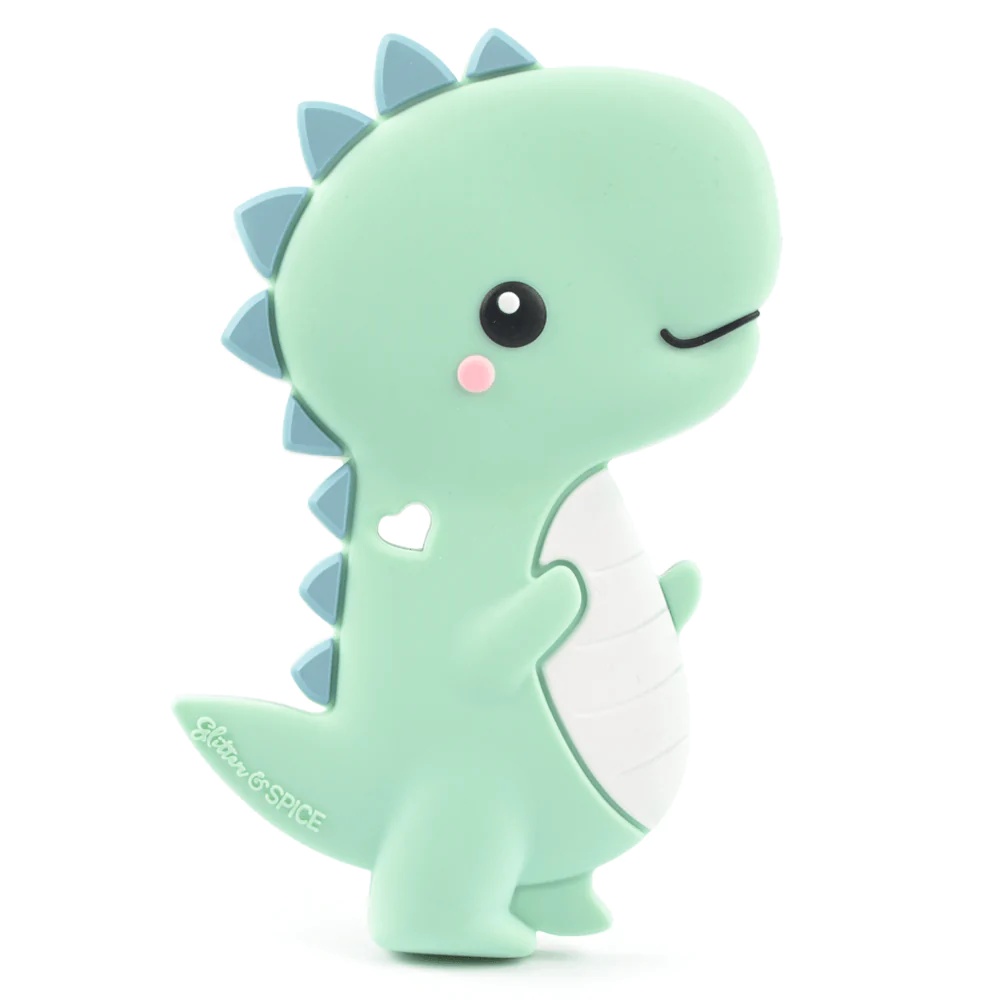 GLITTER & SPICE T-Rex Dino Silicone Teether with Pacifier Clip | Shopee ...