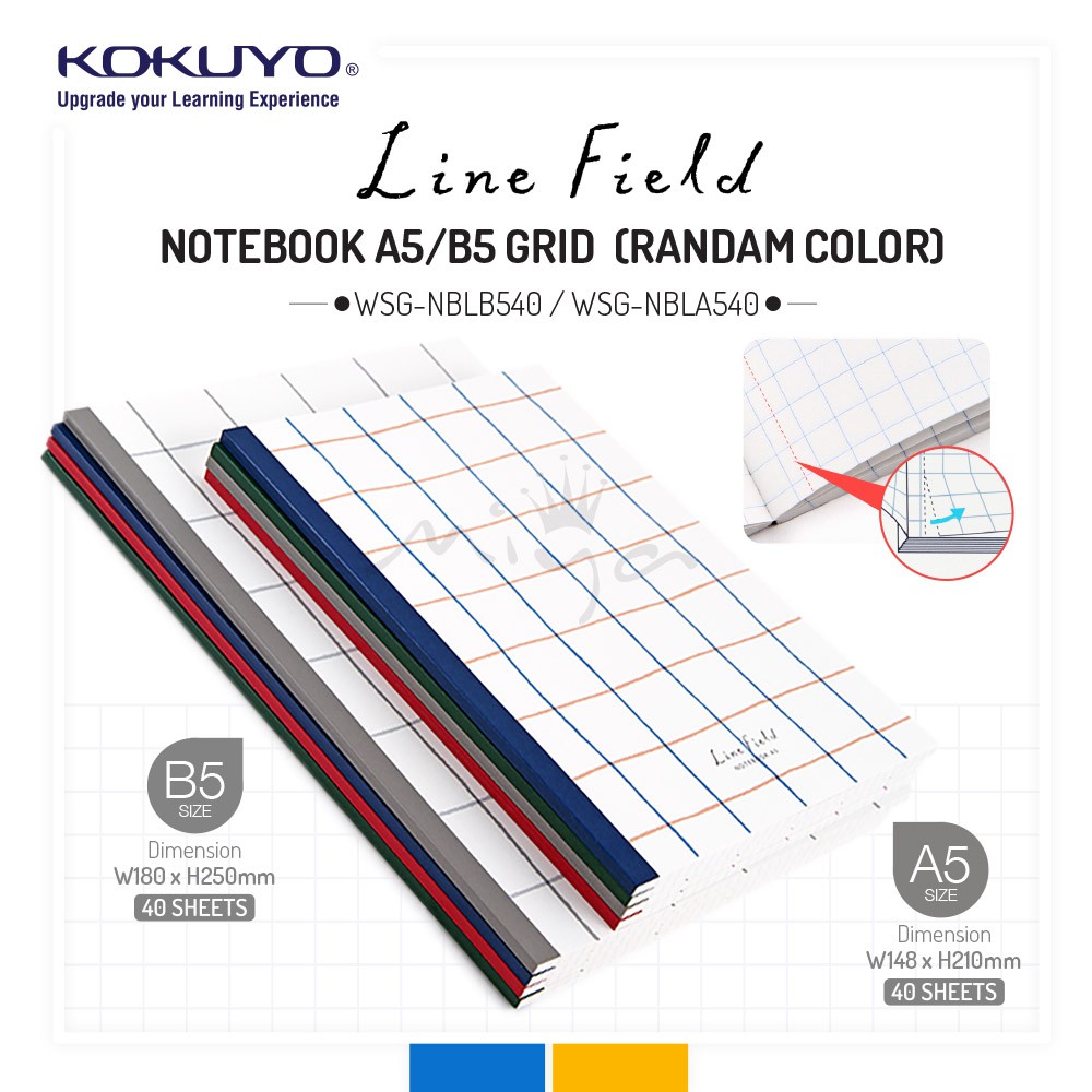 KOKUYO LINE FIELD Notebook A5 / B5 - Grid / Graph ( 40 Sheets) -RANDOM ...