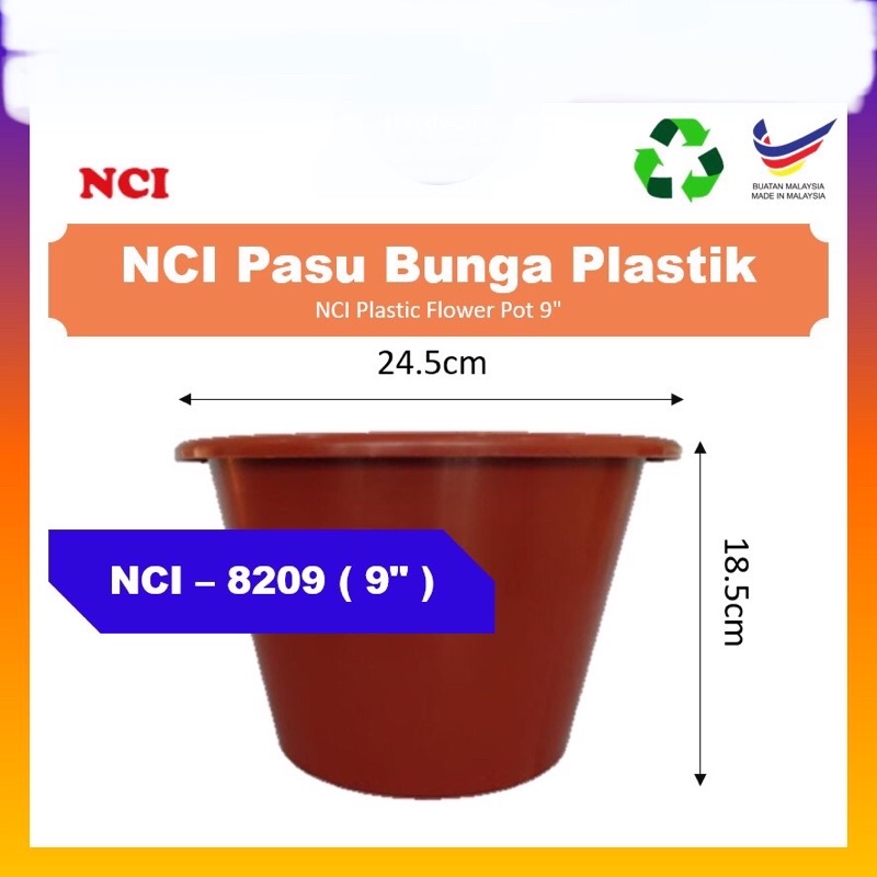 HIGH QUALITY NCI PLASTIC FLOWER POT_PASU BUNGA PLASTIC_PASU BUNGA 9”10 ...