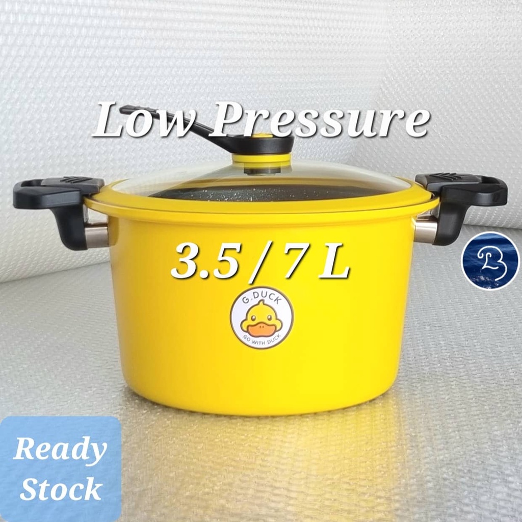 Duck Yellow Low-Pressure Cooking Pot with Non-Stick Coating, Lockable ...