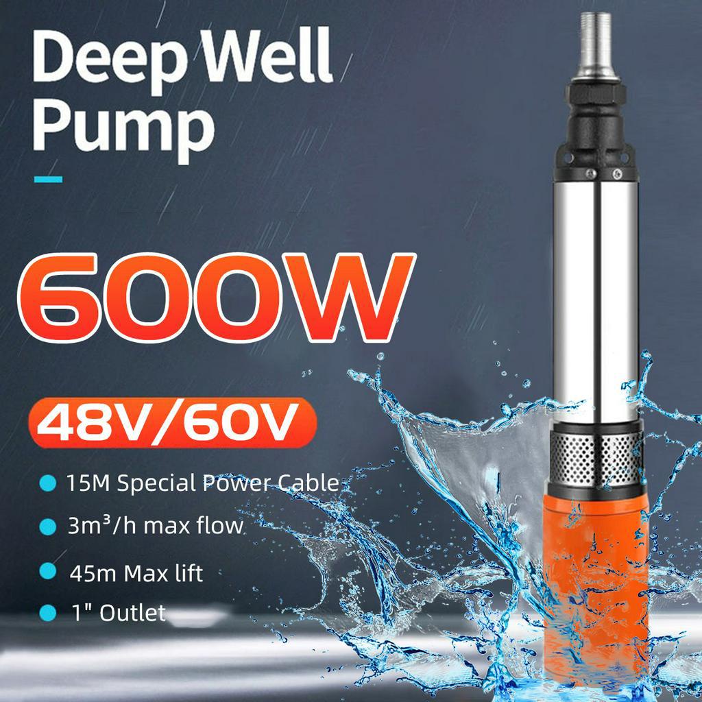 3m3/h Solar Water Pump 45M Max Lift Deep Well Pump 600W Submersible ...