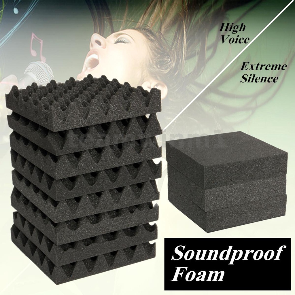 25x25X5CM Charcoal Acoustic Wedge Studio Foam Sound Noise Insulation ...