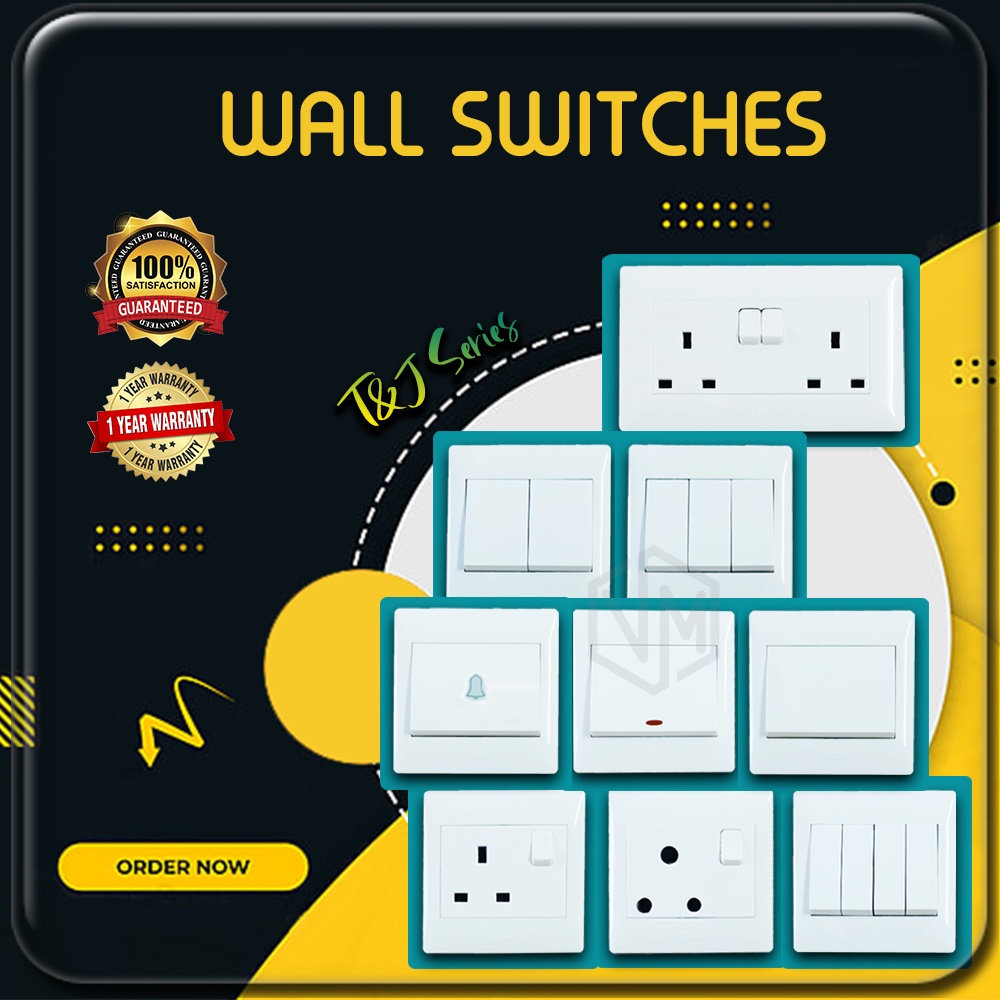 Switch Socket 13A 20A 1 2 3 4 5 Gang SIRIM Wall Light Switches Socket ...