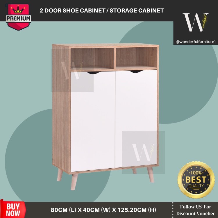 WONDERFUL Rak Kasut Almari Kasut 2 Door with Long Room Leg 2 Pintu ...