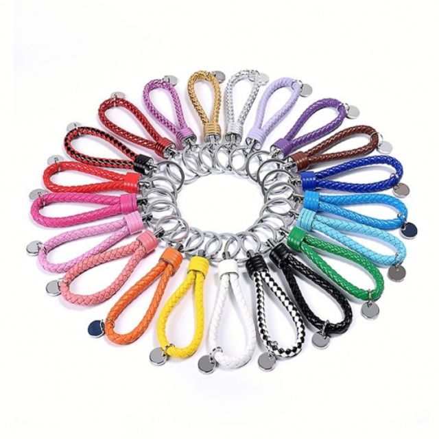 10pcs/Lot Metal Leather Rope Couple Keychain Keyring Keyring with Chain ...