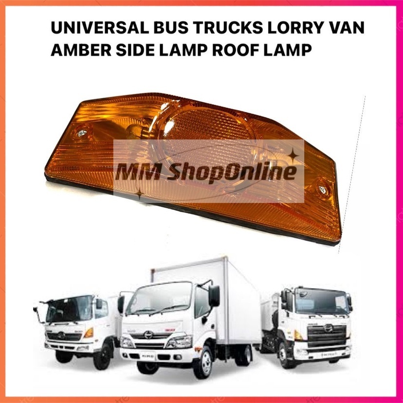 UNIVERSAL BUS TRUCK LORRY VAN 12V 24V AMBER RECTANGLE SIDE LAMP ROOF ...