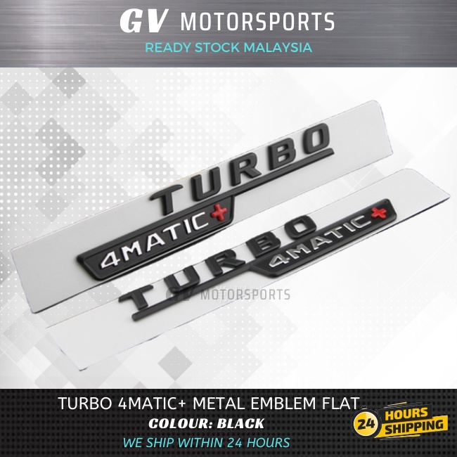READY STOCK 2 Pieces TURBO 4MATIC 4MATIC+ ABS Flat Letter Logo Car Auto ...