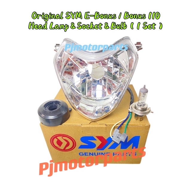 E Bonus 110/Bonus 110/Bonus110 (100 Original SYM) Head Lamp Light& Socket & Bulb (Complete Set ...